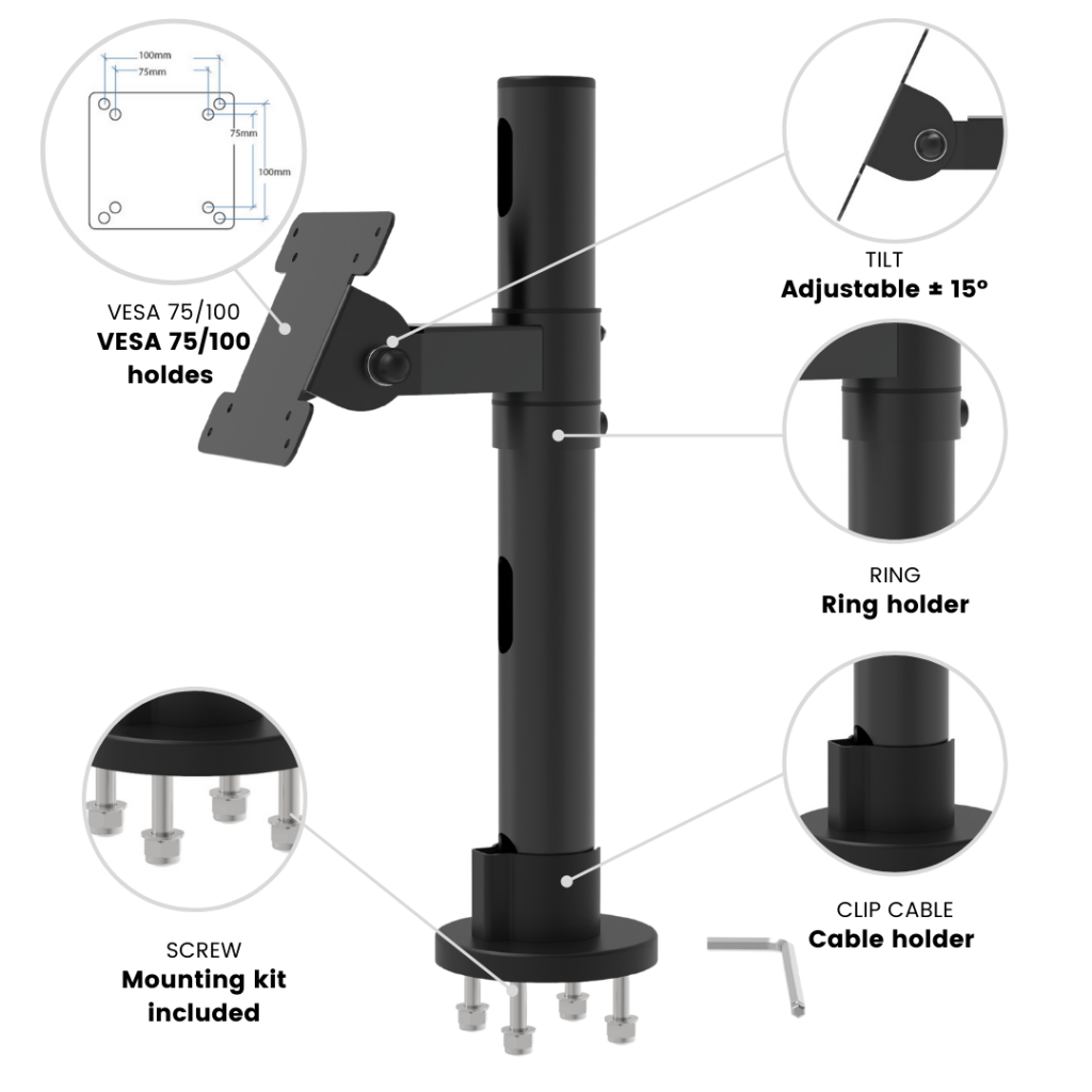 VESA 75/100 Ergonomic Mount | Retail Display Solution